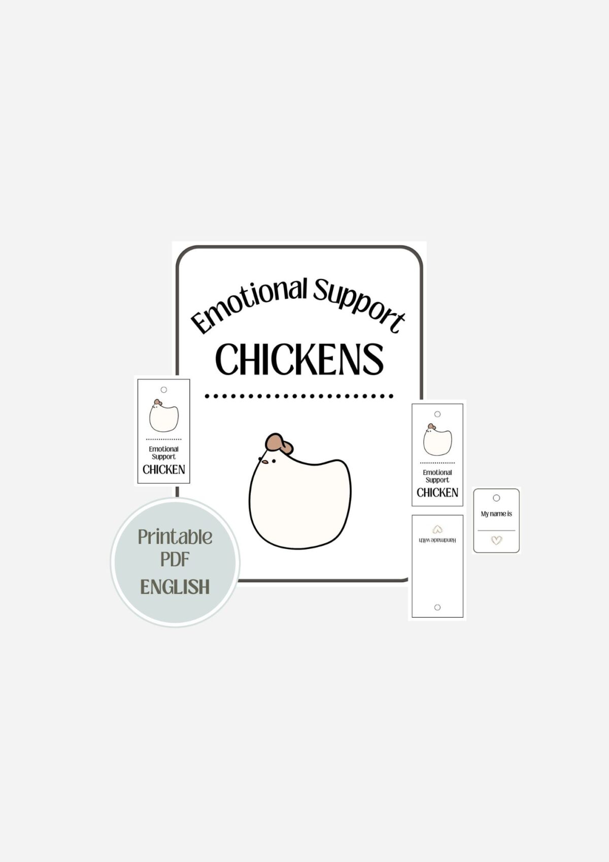 Emotional Support Mabel Chicken™ Kit Printable PDF (ENGLISH and FRENCH ...