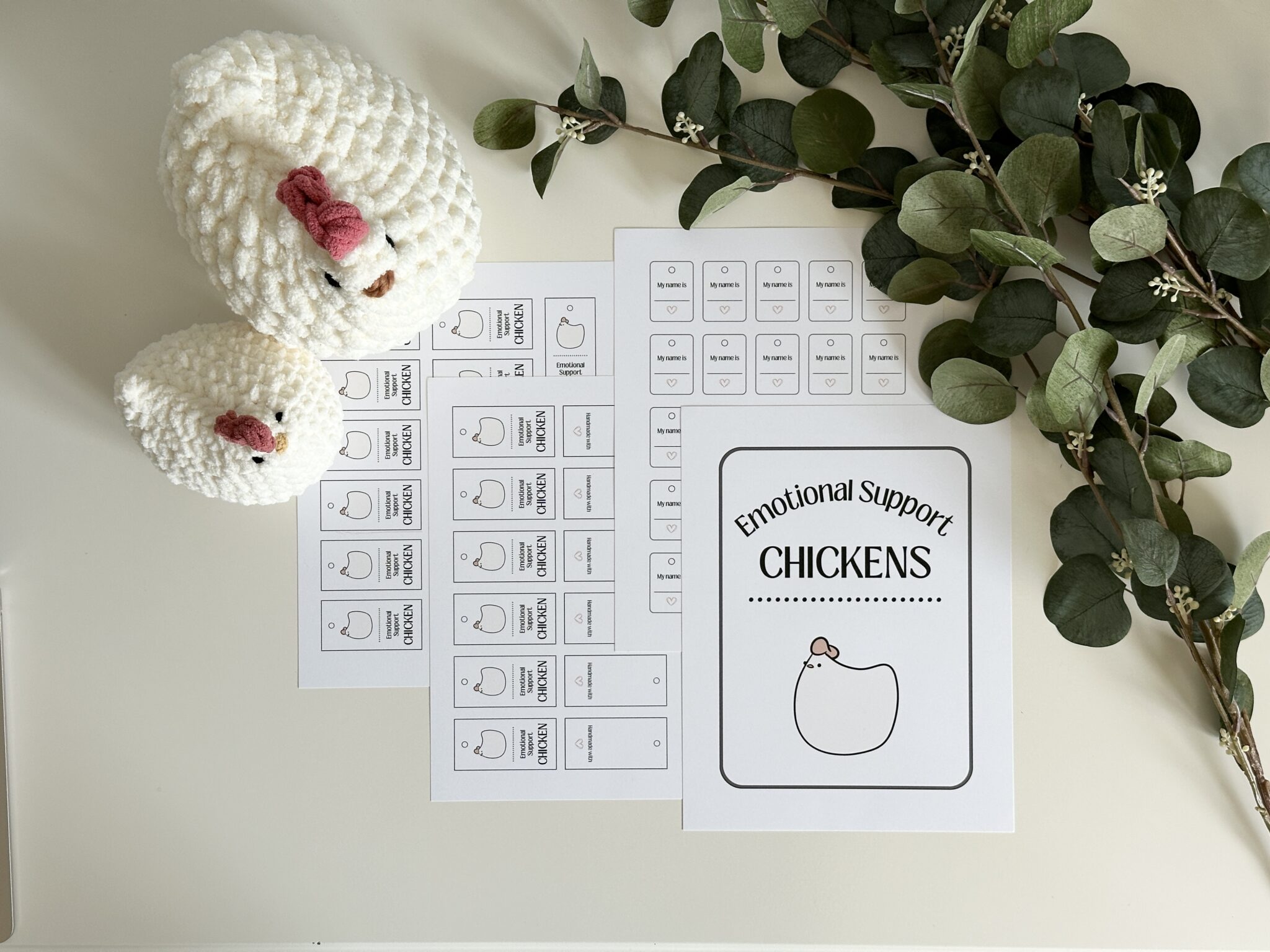 Emotional Support Mabel Chicken™ Kit Printable PDF (ENGLISH and FRENCH ...